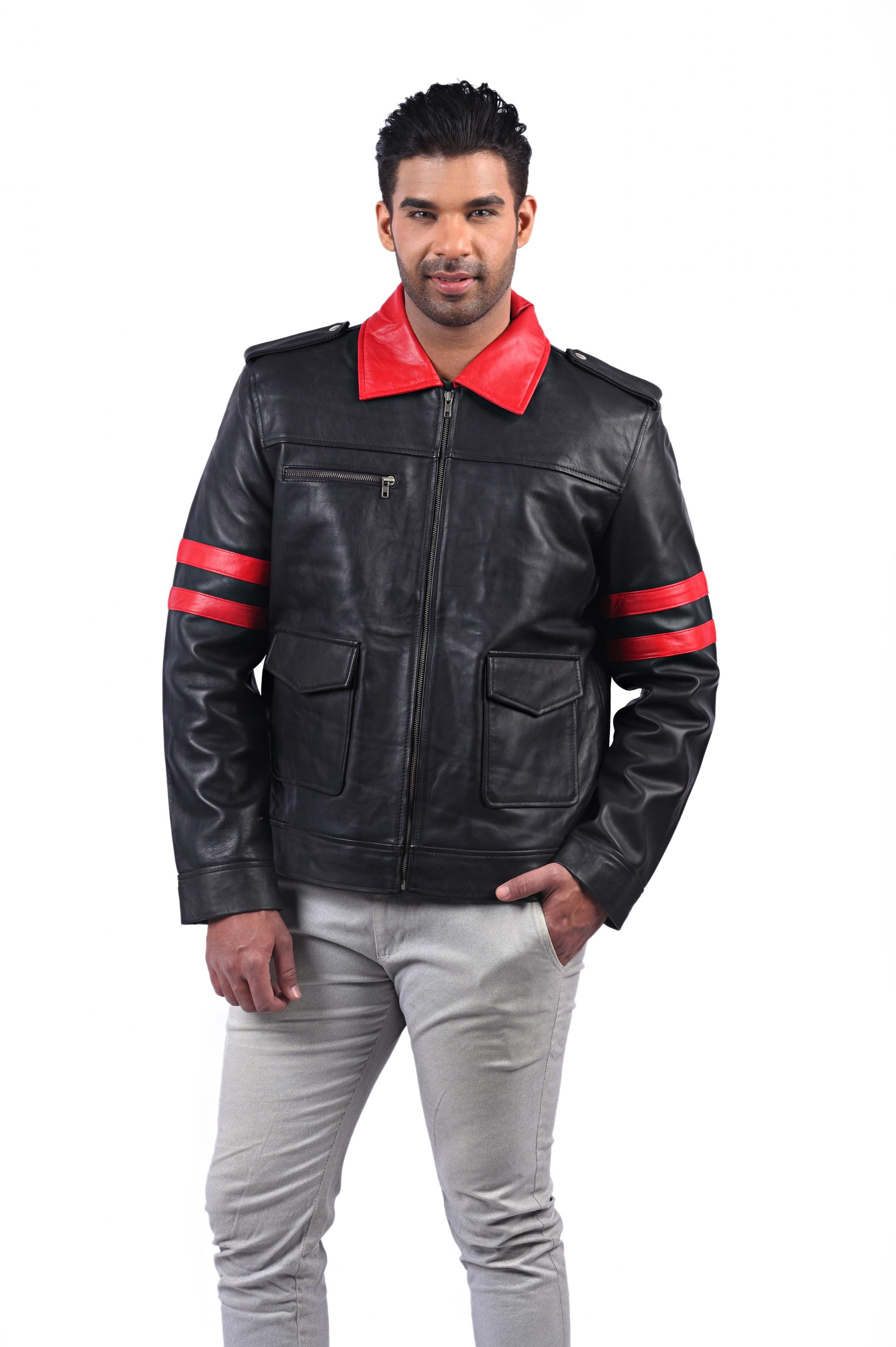 Men Prototype Style Gaming Striped Biker Black Faux Leather Motorcycle ...